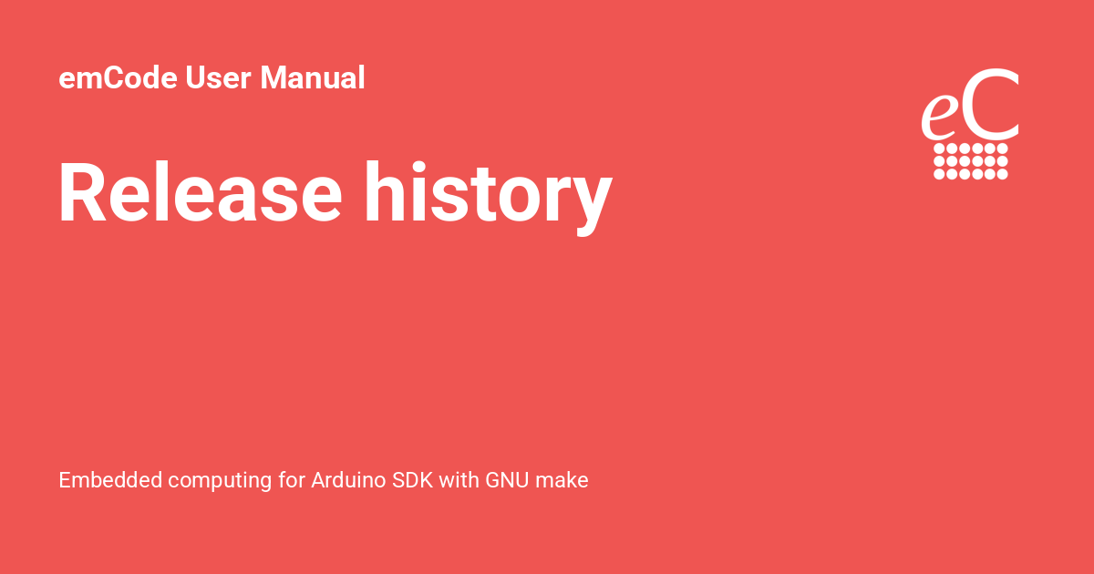 Release history - emCode User Manual